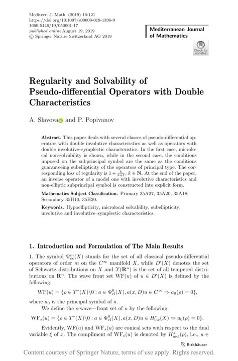 Regularity And Solvability Of Pseudo Differential Operators With Double