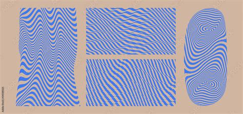 Abstract Striped Geometric Figure Pattern With Optical Illusion Wavy Background Modern Cover