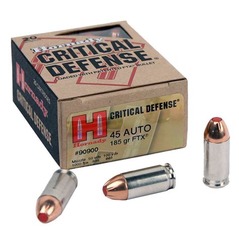 Hornady 45acp 185 Gr Ftx Critical Defense 20rd Top Gun Supply
