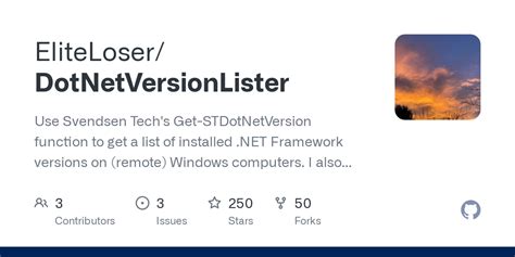 Github Eliteloser Dotnetversionlister Use Svendsen Tech S Get