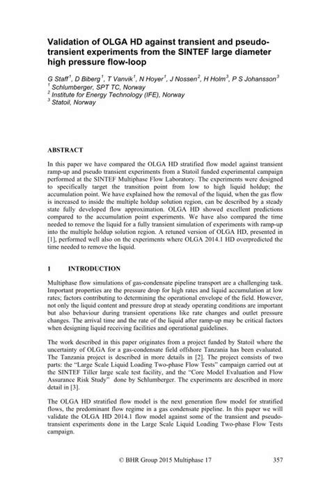 Pdf Validation Of Olga Hd Against Transient And Pseudo Transient