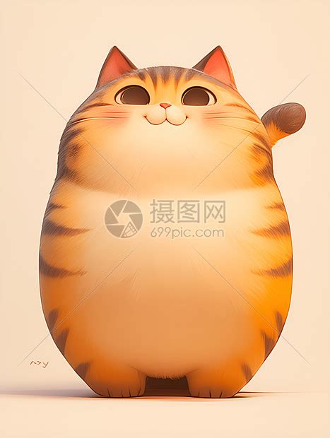 愉悦的胖猫插画图片下载 正版图片601120818 摄图网