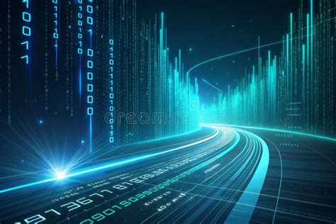 Futuristic Technology Background Digital Data Stream Binary Computer