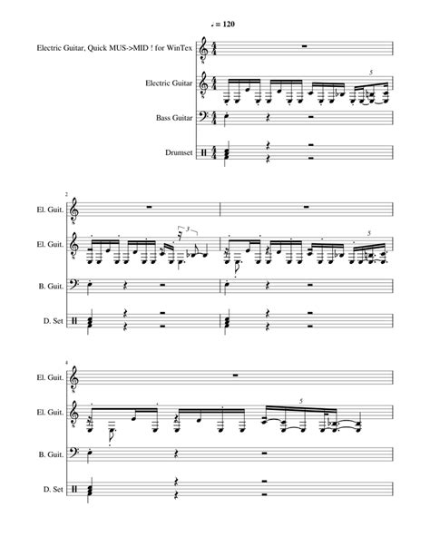 Doom E1m1 At Dooms Gate Sheet Music For Guitar Bass Guitar Drum