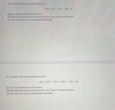 Solved Consider The Polynomial Function Chegg Com