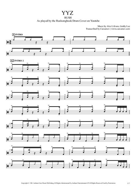 Yyz Drum Sheet Music Rush