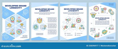Developing Brand Longevity Blue Brochure Template Stock Vector