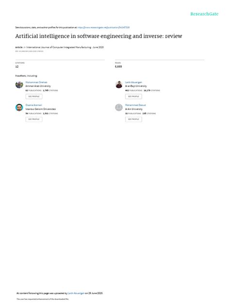 Artificial Intelligence In Software Engineering And Inverse Review Pdf Artificial