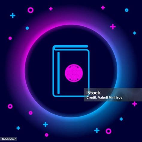 빛나는 네온 라인 표지 책 여행 가이드 아이콘 검은 배경에 격리 다채로운 개요 개념 벡터 개념에 대한 스톡 벡터 아트 및 기타 이미지 Istock