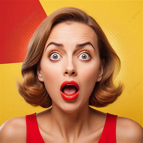 입을 벌리고 놀란 여자 입을 벌리고 놀란 여자 생생한 빨간색과 노란색 배경으로 둘러싸여 있습니다 만화 배경 일러스트 및 사진 무료 다운로드 Pngtree