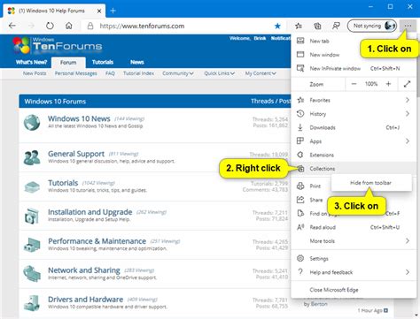 how to add or remove collections button in microsoft edge chromium