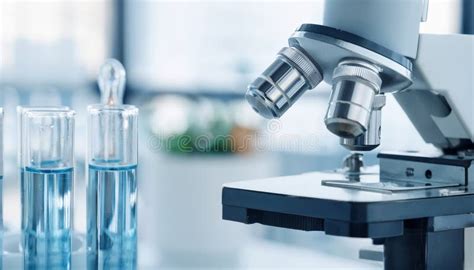 Microscope In A Modern Pharma Laboratory Stock Illustration