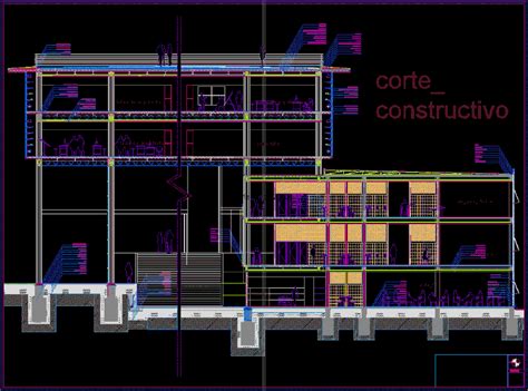 Planos De Corte Constructivo De Una Universidad En Dwg Autocad