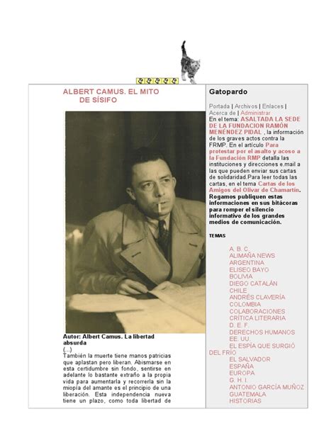 Albert Camus El Mito De Sísifo Gatopardo