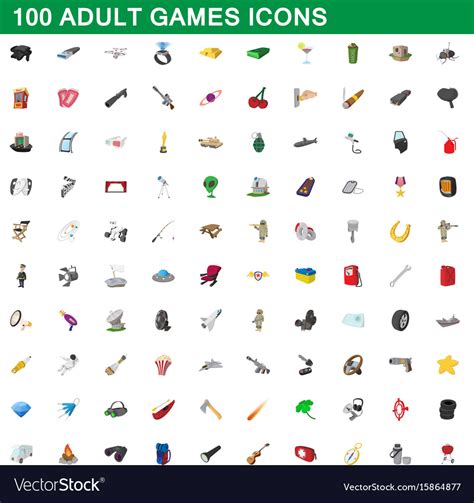 Adult Games Icons Set Cartoon Style Royalty Free Vector
