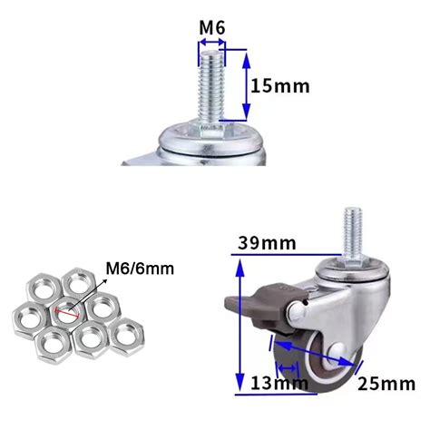 Buy Uqxy 1 Threaded Stem Casters With Brake Heavy Duty Swivel Caster