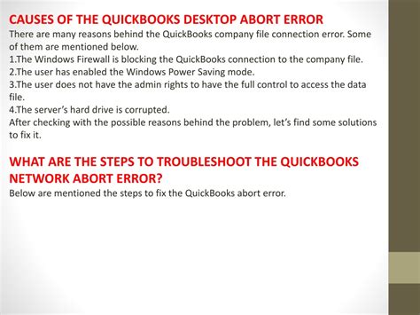 Ppt Top Troubleshooting Methods For Quickbooks Abort Error Powerpoint Presentation Id11950313