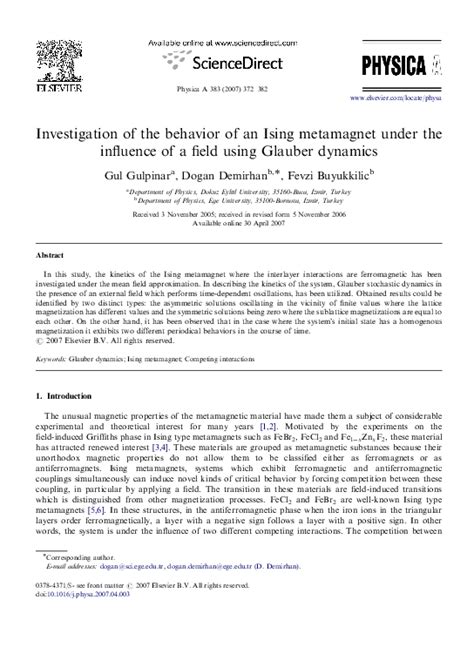 pdf investigation of the behavior of an ising metamagnet under the influence of a field using