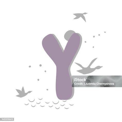 문자 Y 새의 무리 오리의 형태로 동양 스타일의 미니멀 한 패턴은 날고 바다 달입니다 추상적 인 객체 반점 점 그림자 벡터 일러스트 레이 션 로고 디자인 배너 개념에 대한