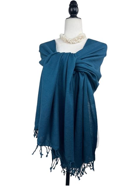 Teal Blue Lightweight Wool Shawlsoft Comfy And Cozy All Season Travel