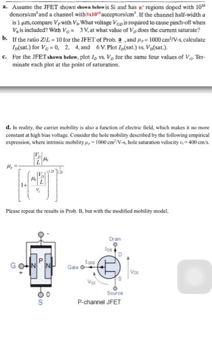Solved Assume The JFET Shown Shown Below Is Si And Has N Chegg Com