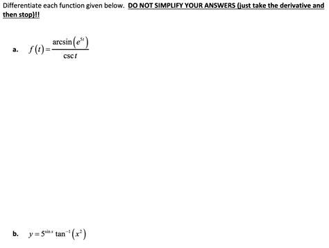Solved Differentiate Each Function Given Below Do Not
