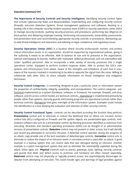 Executive Summary Ch1 Pdf Security Computer Security