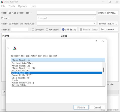 windows控制台cmake构建mingw makefile项目，解决windows平台不生成makefile文件的问题 mingw