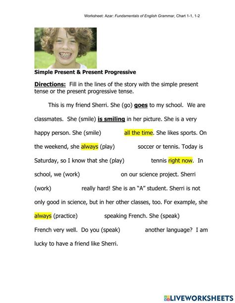 Present Tense Interactive Activity For 3 5 Or Esl Live Worksheets