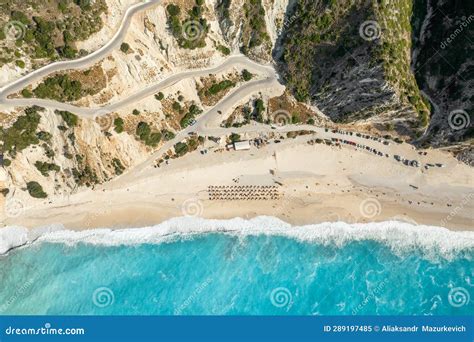 Myrtos Beach On A Sunny Summer Day On Kefalonia Island Ionian Sea