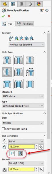 Define Hole Wizard Depth To Tip Or Shoulder With Solidworks 2020