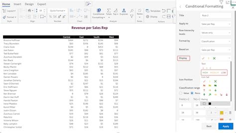 Conditional Formatting Classification Through Text In Inforiver Matrix