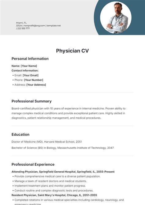 Free Medical Cv Templates To Edit Online And Download