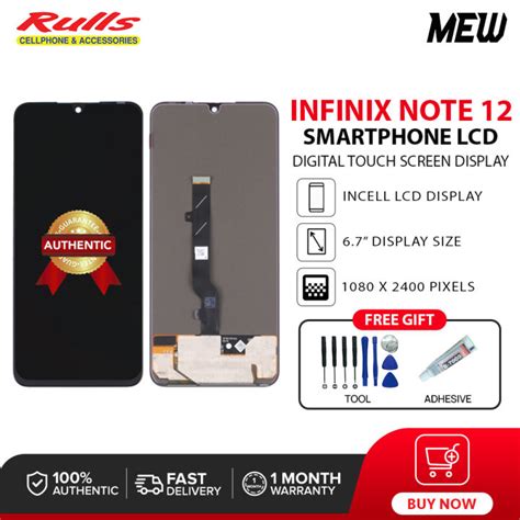 Smartphone Lcd For Infinix Note 12 Incell Digital Touch Screen Display Frame Assembly For