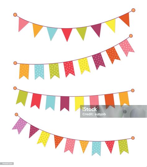 Ensemble De Vecteur De Fanions Décoratifs Parti Avec Différentes