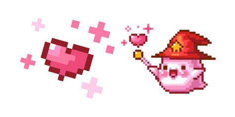 Pink Heart And Love Ghost Pixel Cursor Custom Cursor