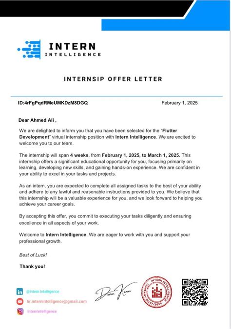Flutter Mobileappdevelopment Internship Internintelligence Ahmed Ali