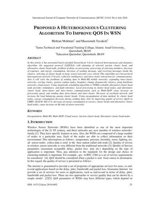 PROPOSED A HETEROGENEOUS CLUSTERING ALGORITHM TO IMPROVE QOS IN WSN PDF