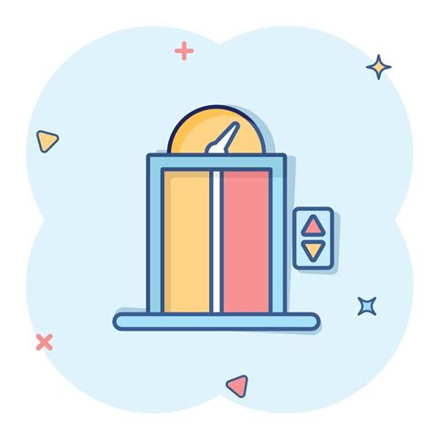 Elevator Icon In Comic Style Lift Cartoon Vector Illustration On White Isolated Background