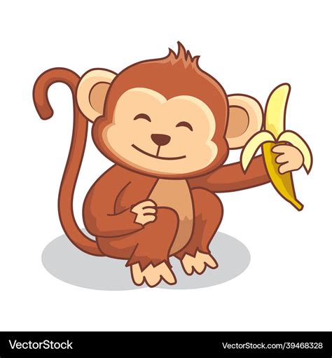 Monkey Cartoon Eating Banana Royalty Free Vector Image