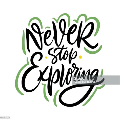 손으로 그린 벡터 따옴표 문자를 탐험을 멈추지 마십시오 동기 부여 타이포그래피 흰색 배경에 격리 0명에 대한 스톡 벡터 아트 및 기타 이미지 Istock