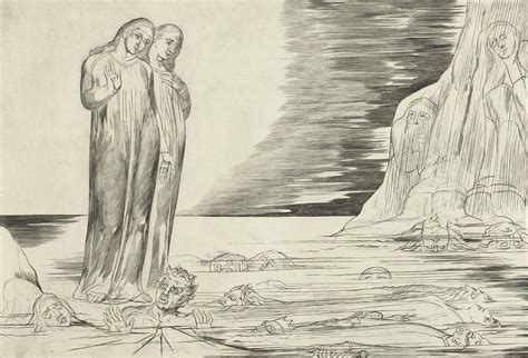 The Circle Of The Traitors Dantes Foot Striking Bocca Degli Abbate Drawing By William Blake