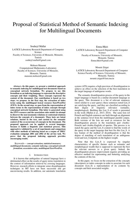 Pdf Proposal Of Statistical Method Of Semantic Indexing For