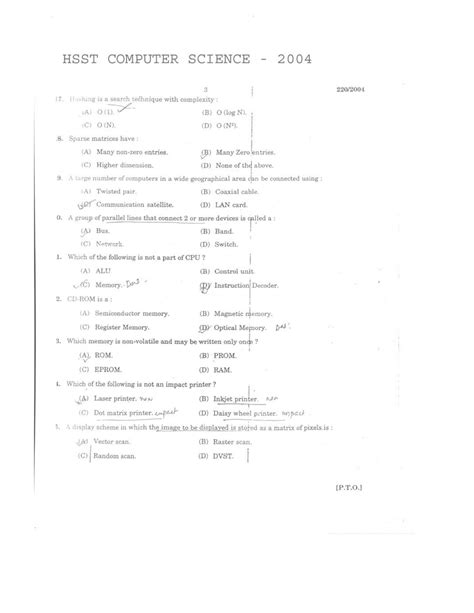 Psc Hsst Computer Science Hsst Cs Qp 2202004 Part I