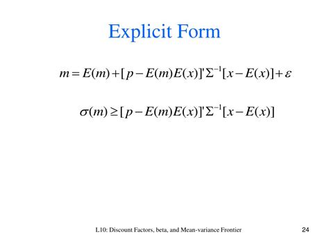 Ppt Lecture 10 Discount Factor Beta Mean Variance Frontier Powerpoint Presentation Id 2771844