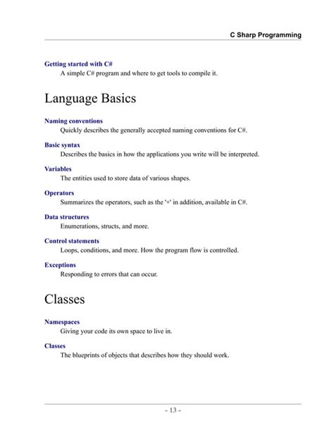C Sharp Programming Pdf