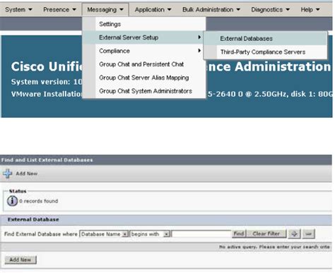 Add An External Database On Cisco Unified CM IM And Presence 10 5