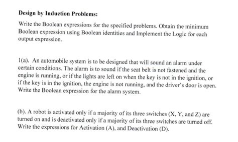 Solved Design By Induction Problems Write The Boolean
