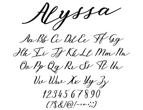 Alyssa Handwritten Font Svg Cursive Script Digital Download Etsy