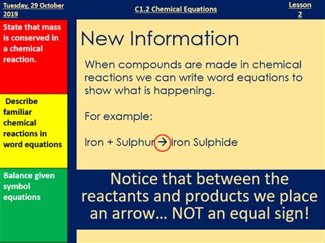 Chemical Equations Full Lesson Teaching Resources
